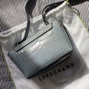 Longchamp | Bags | Longchamp Roseau Small Crossbody In Baby Blue Croc ...